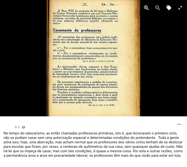 As professoras primárias "no tempo do salazarismo não se podiam casar ...